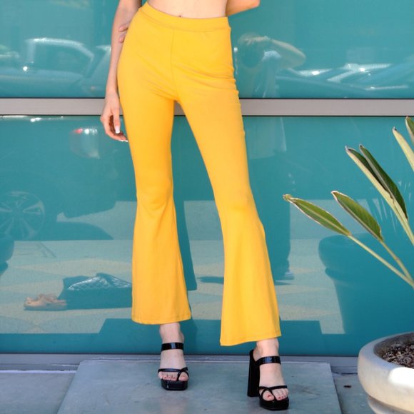 iris | Pants & Jumpsuits | Iris Gold Yellow Flare Bottom Pants Small ...